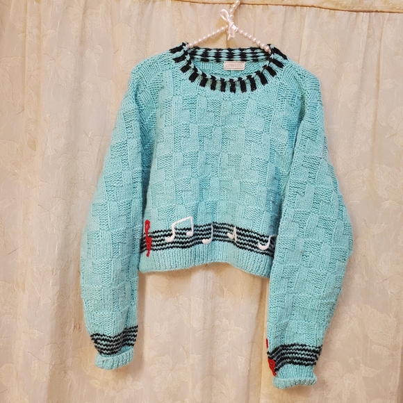 Vintage | Sweaters | Vintage Music Note Crop Sweater | Poshmark